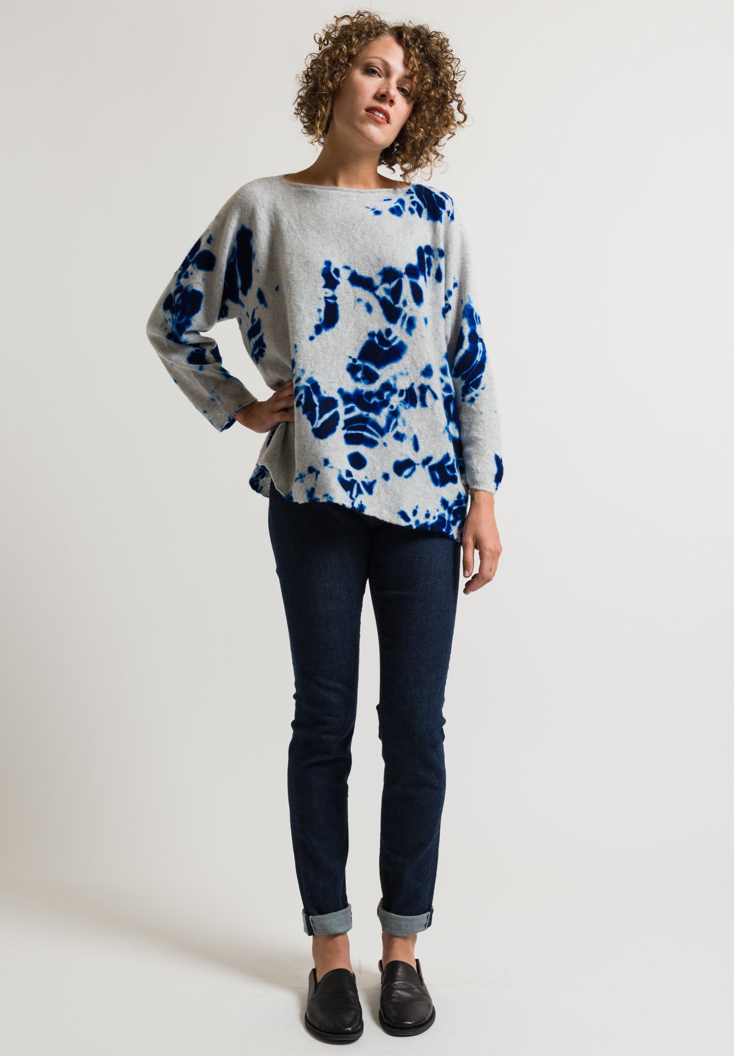 Suzusan Shibori Sweater in Blue/ Light Grey | Santa Fe Dry Goods ...