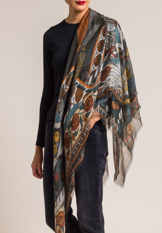 Sabina Savage Modal/Cashmere Tipu's Hound Scarf in Coal/Cumin | Santa ...