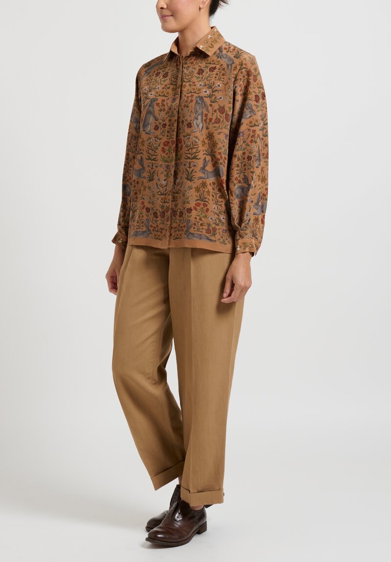 Sabina Savage Silk ''The Rabbits and the Elephant'' Shirt in Plaster ...