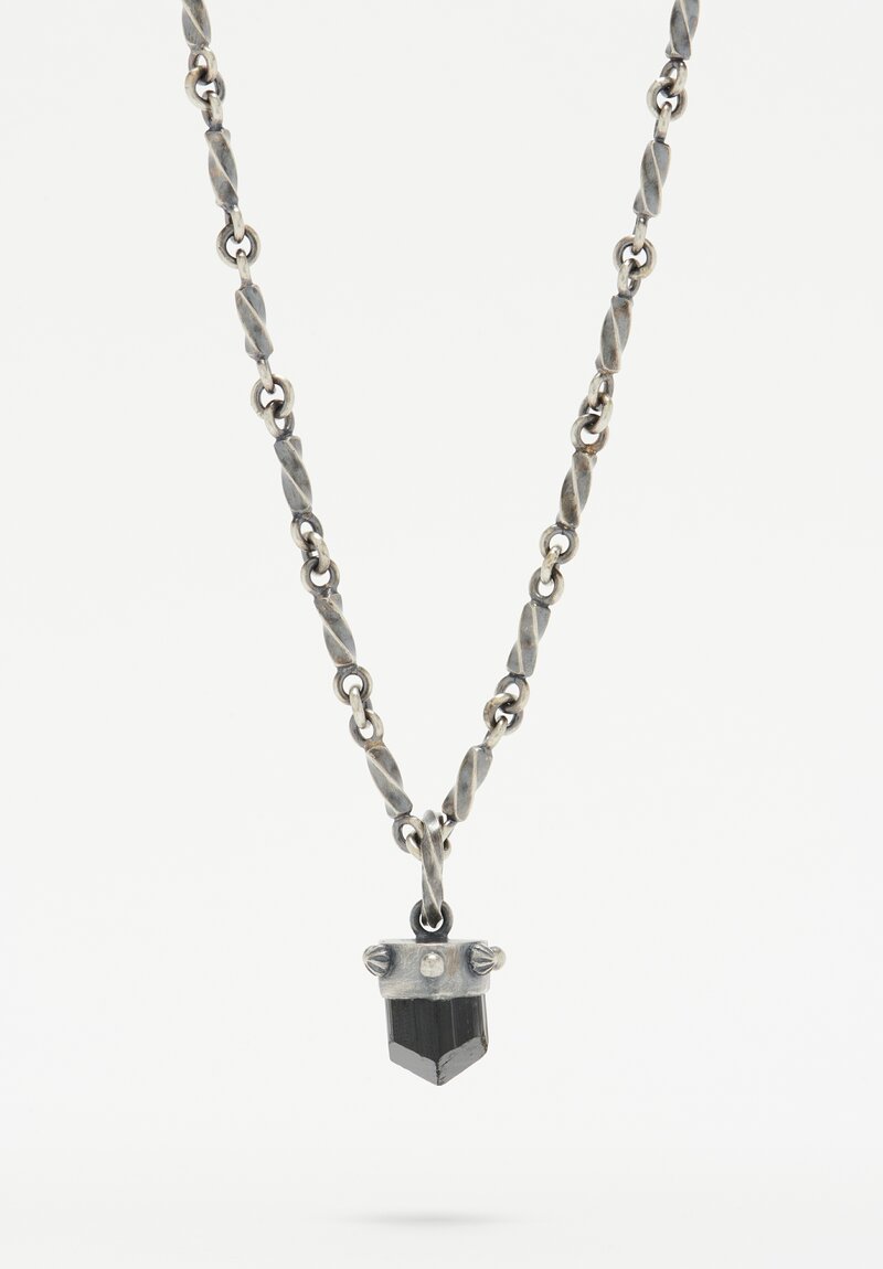 Miranda Hicks Twisted Segment Chain with Black Tourmaline Pendant ...